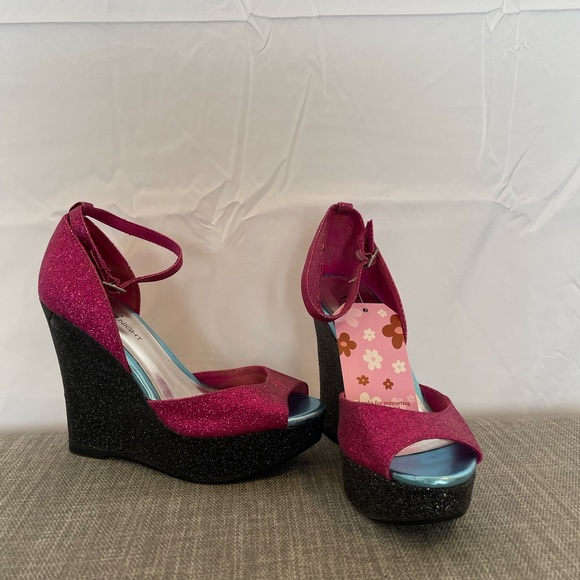FIONI Clothing | Shoes | Fioni Night Platform Glitter Wedge | Poshmark